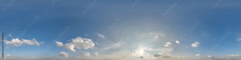 blue sunset sky with clouds as seamless hdri 360 panorama view with ...
