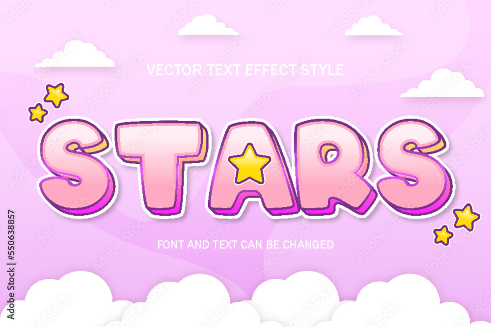 night stars lettering 3d editable text effect font style template cute ...
