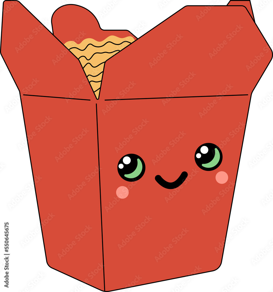 Asian wok box with ramen noodles cartoon character. Isolated PNG ramen ...