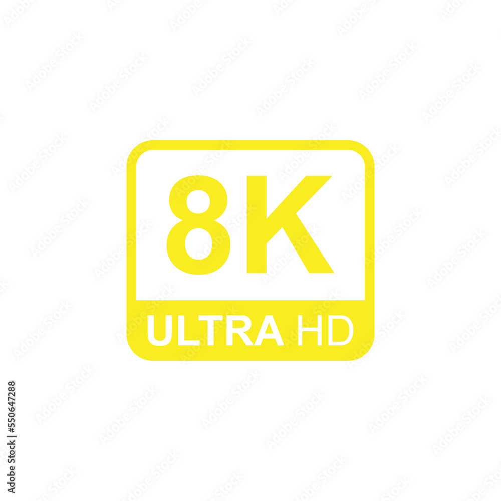 eps10 yellow vector 8K Ultra or UHD 2160p icon isolated on white ...