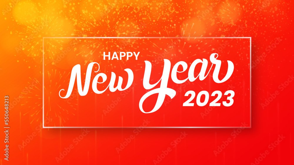 editable web banner Happy New Year 2023 red color web background with ...