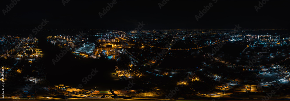 Spherical HDRI panorama 360 degrees angle view of containers crane ...