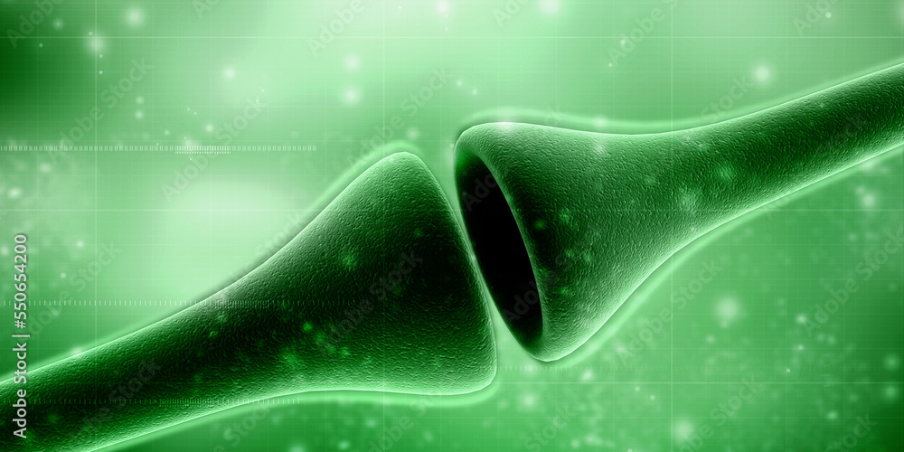 Synapse and Neuron cells sending electrical chemical signals. 3d rendering Stock Illustration ...