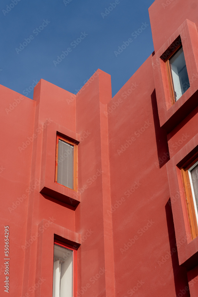 Calpe, Alicante, Spain 11 27 2022 Exterior view to La Muralla Roja (Red ...
