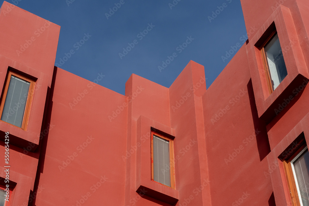 Calpe, Alicante, Spain 11 27 2022 Exterior view to La Muralla Roja (Red ...