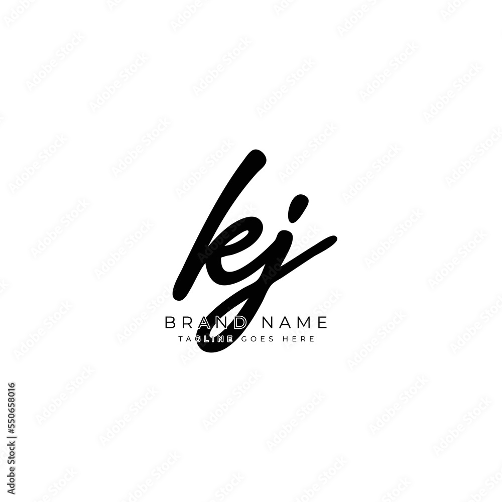 K J KJ Initial letter handwritten and signature vector image, modern ...