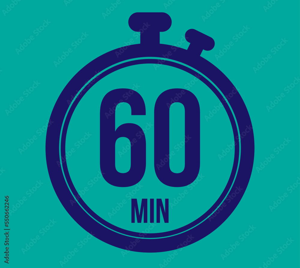 60 minutes. Stopwatch vector icon. Vector with schedule timer for ...
