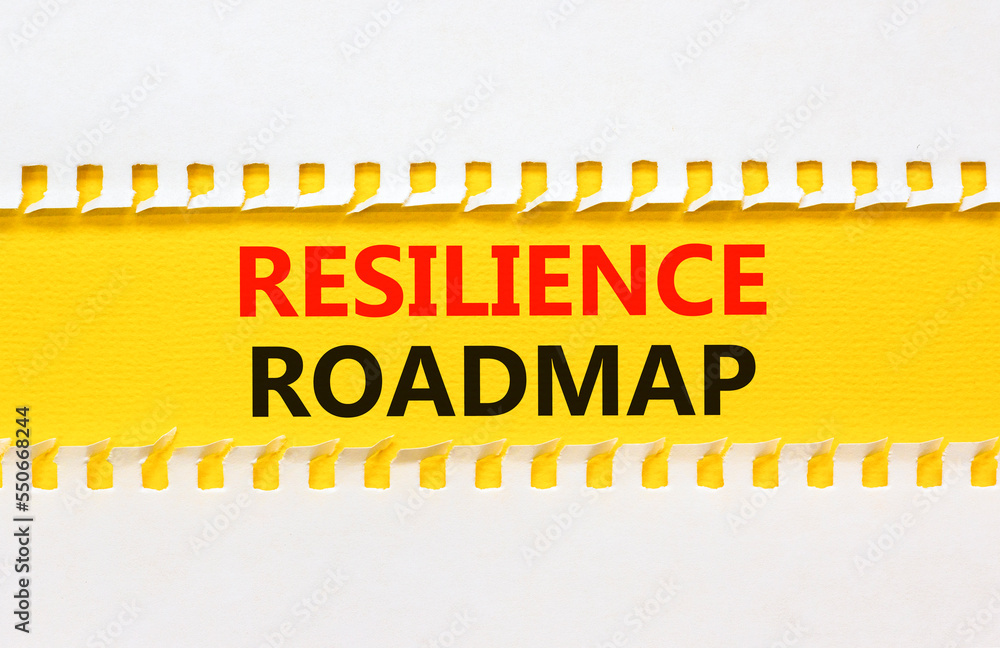 Resilience roadmap symbol. Concept word Resilience roadmap typed on yellow and white paper ...