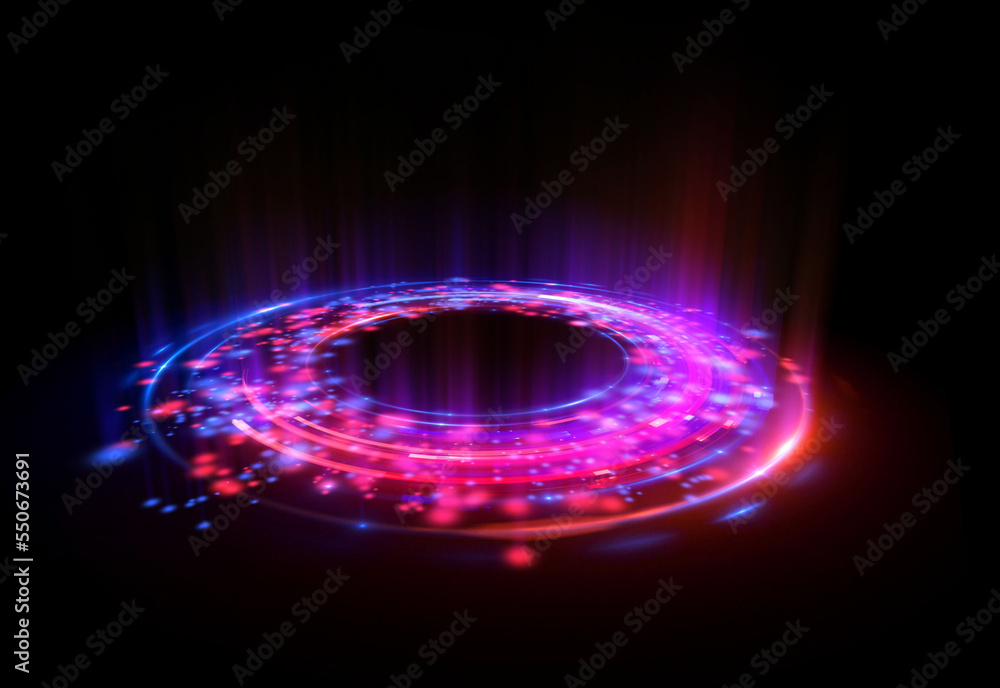 Glow swirl light effect. Circular lens flare. Abstract rotational lines ...