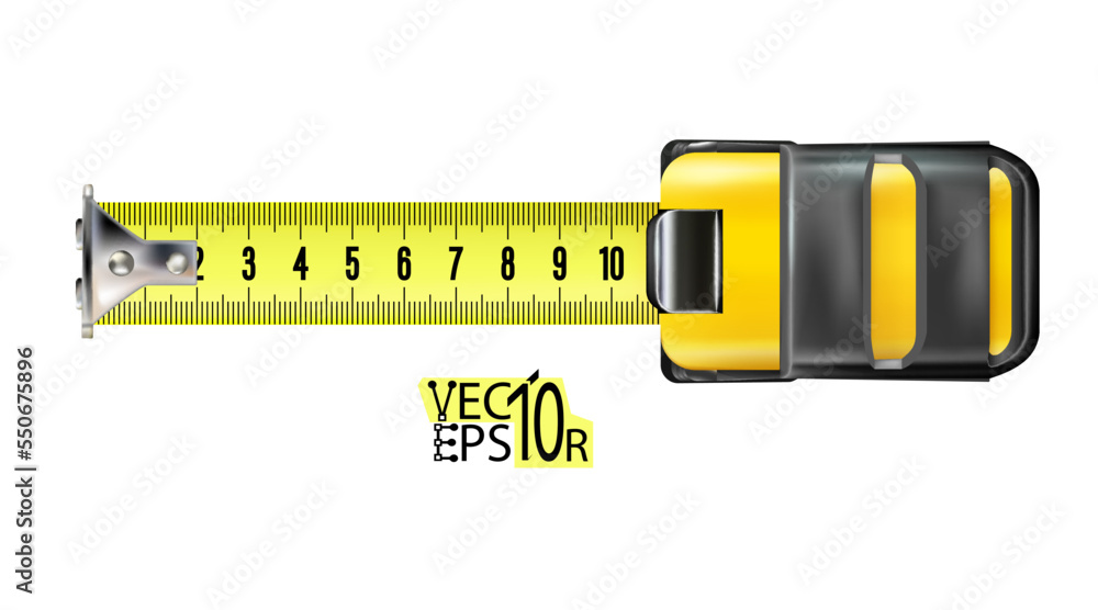 Top view yellow realistic Tape measure isolated on white background ...