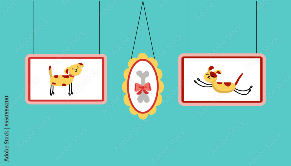 Frames with photos, pictures, drawings. Cartoon Animals, pets, dog ...