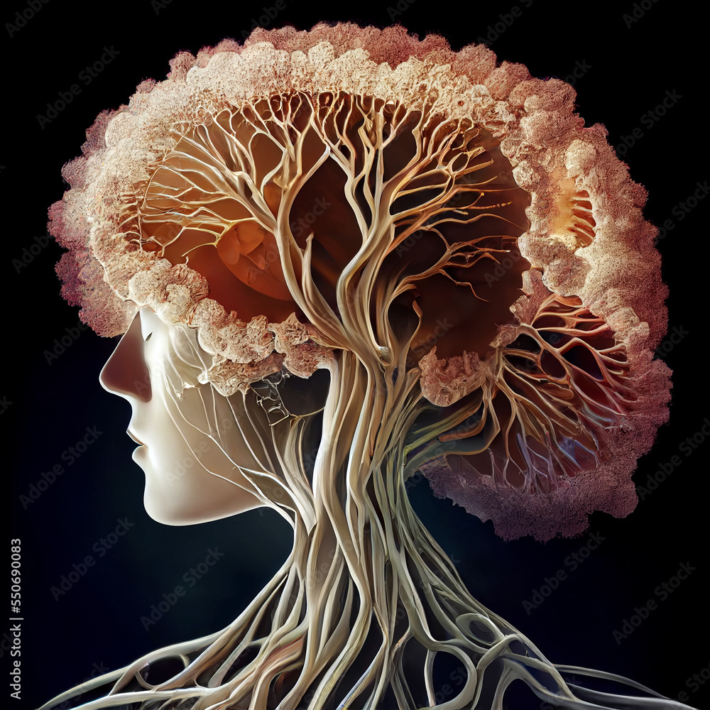 expansion of fungal mycelium in the human body ilustração do Stock ...