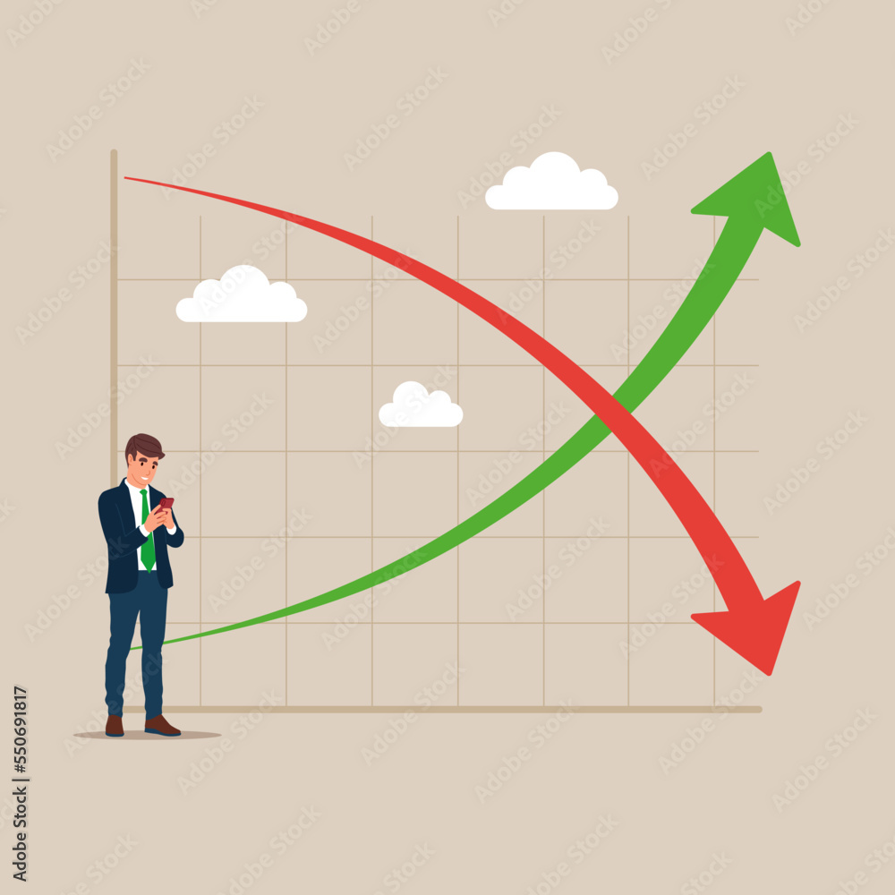 Business with inverted yield curve. Business inflation. Flat modern ...