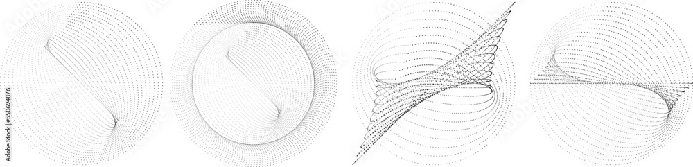 Abstract oval Lines Background with geometric circles . Vector rotating ...