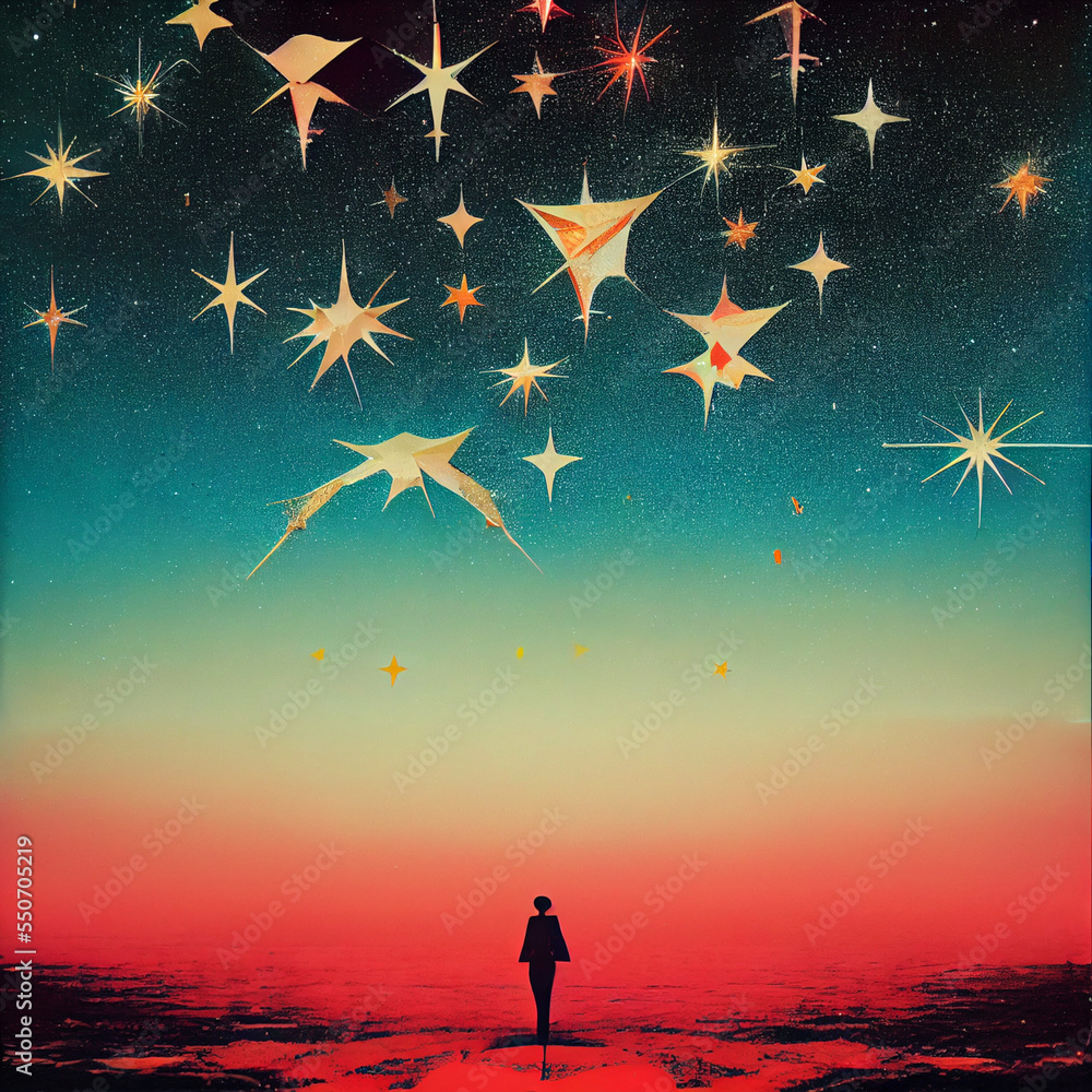 Contemplating the compexity of the universe, starry sky wonder, wishing ...