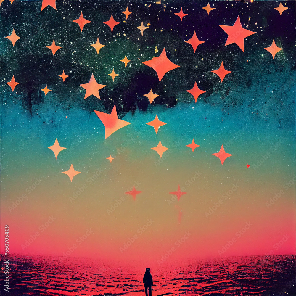 Contemplating the compexity of the universe, starry sky wonder, wishing ...