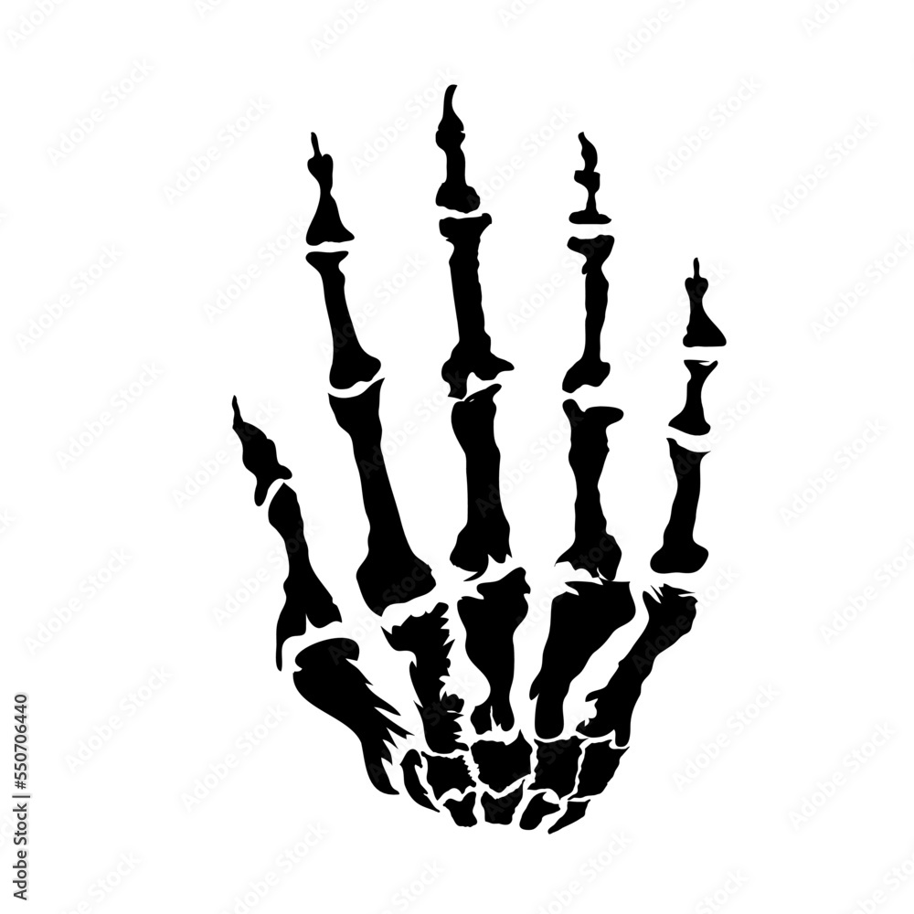 Skeleton hand black silhouette on transparent background Stock Vector ...