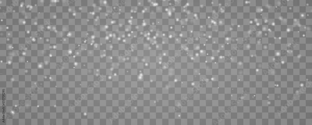Realistic vector falling snow fall overlay. Shining snowflakes on ...