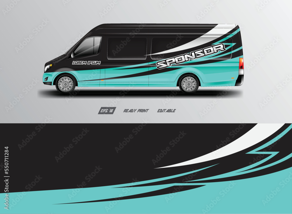 Car wrap design vector, livery background for van Stock Vector | Adobe ...