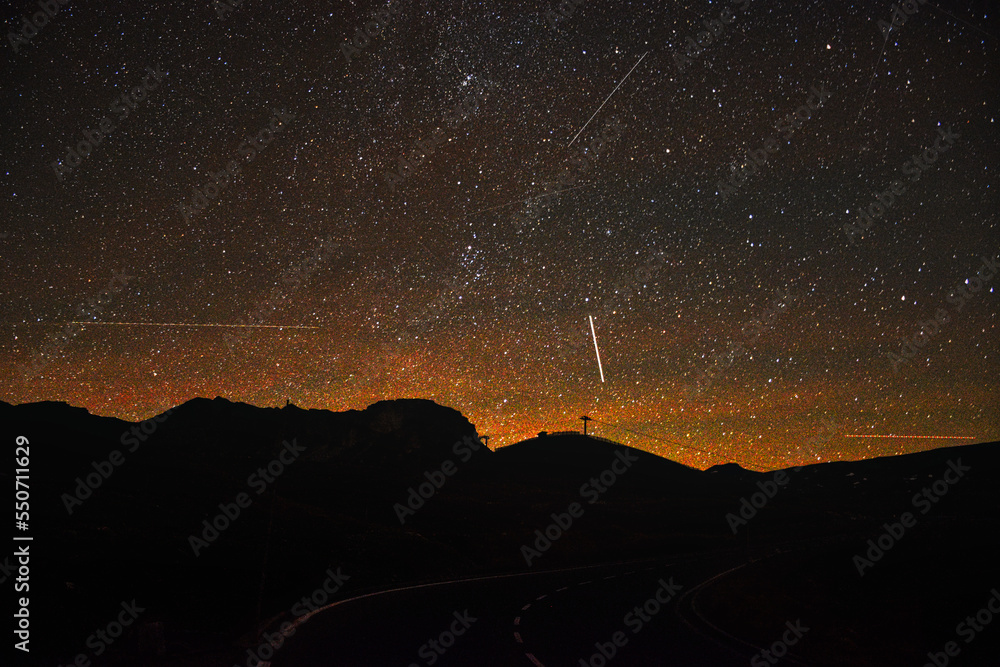 Himmel, Milchstraße, Nacht, Sterne, Planeten, Satelliten, Starlink ...