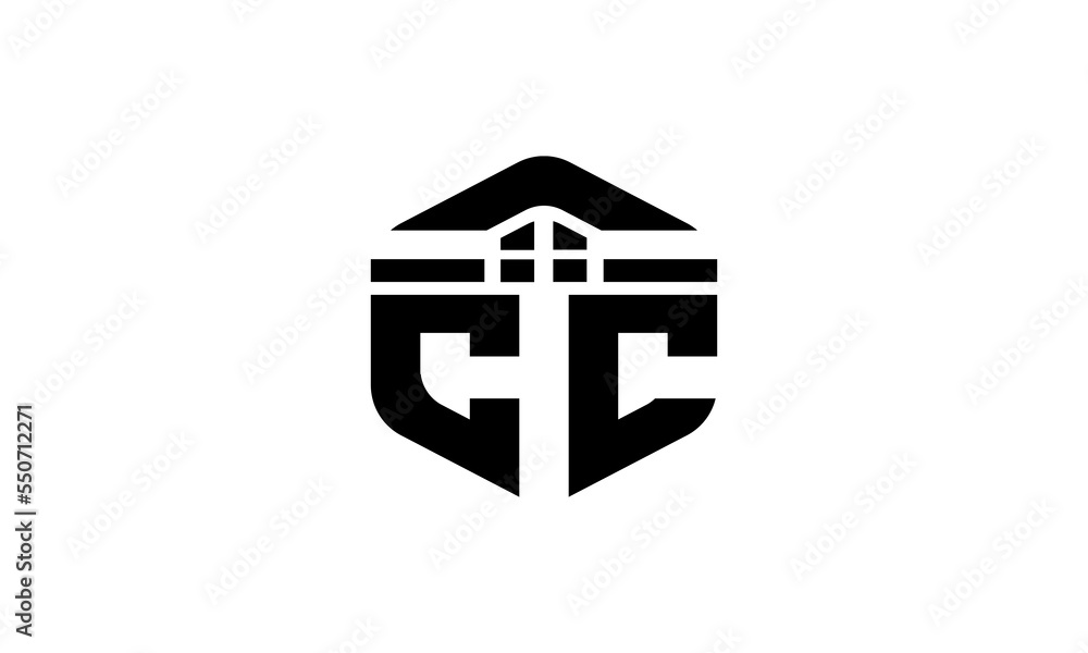 Initial CC letter with real estate logo design. CC real estate, house ...