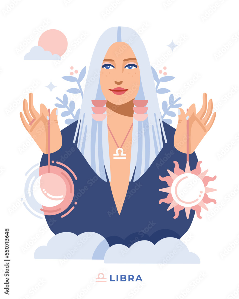 Libra zodiac sign. Horoscope. Illustration of Libra astrological sign ...