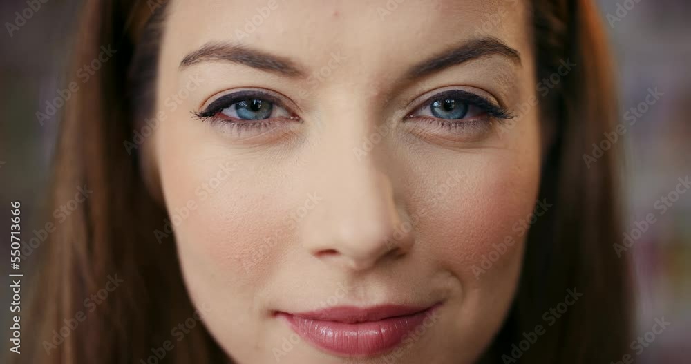 Face macro, woman or beauty for makeup, skincare and wellness with ...