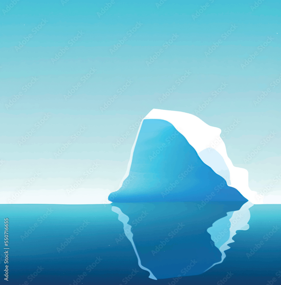 Vector illustration of the visible and invisible surface of the iceberg ...