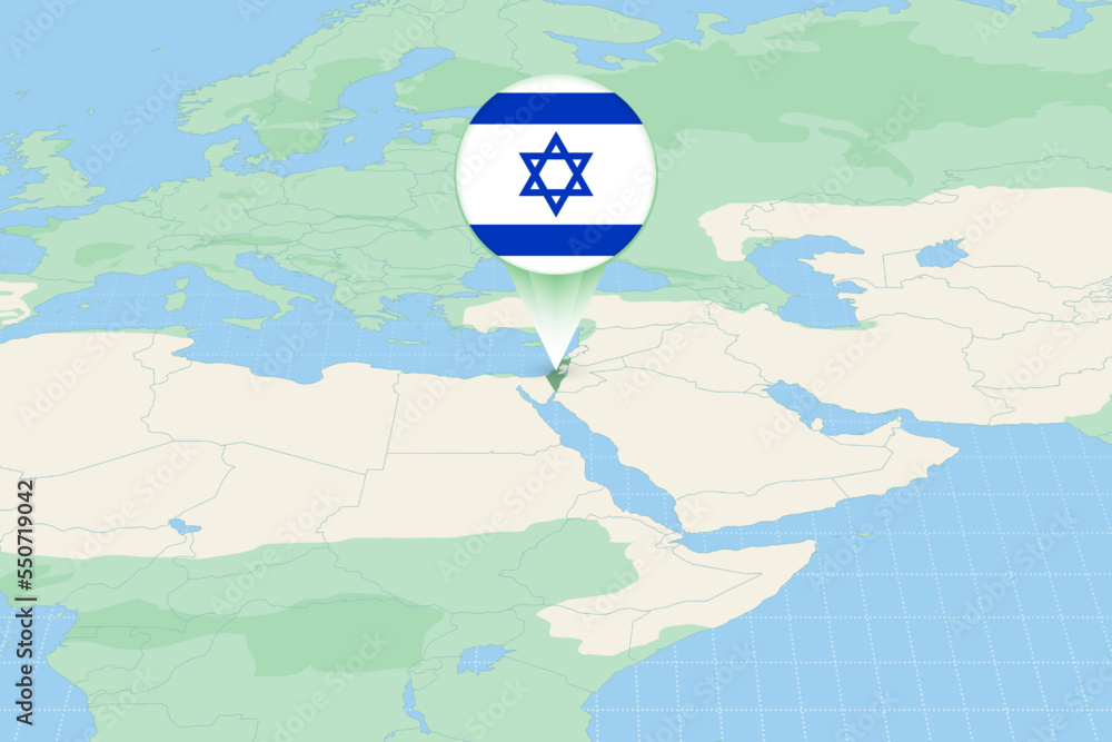 Map illustration of Israel with the flag. Cartographic illustration of ...
