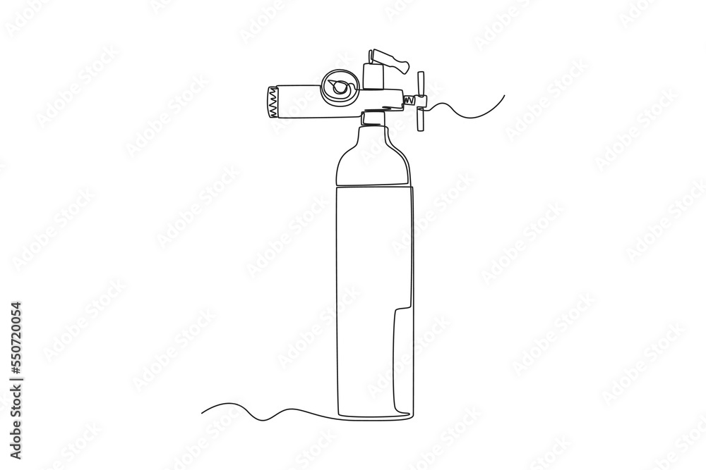 Single one line drawing oxygen tube. Medical equipment concept ...