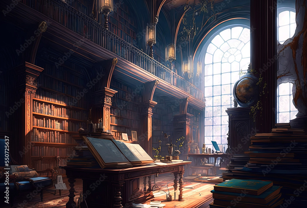 Enigmatic dark academia library, concept art. Dark academia and ...