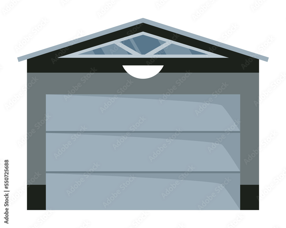 Garage door icon. Roll cartoon garage for car house storage. Metal ...