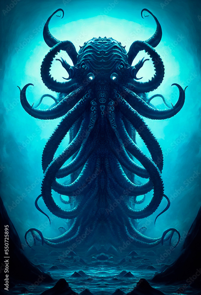 Horrifying Dark and creepy cave with tentacle monsters, Digital art ...