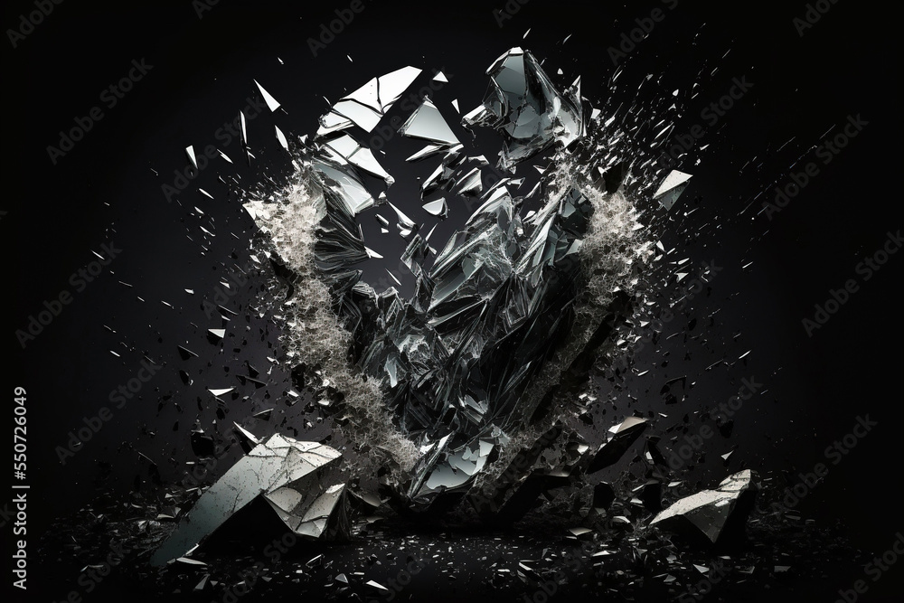 Calm shattered glass explosion, Abstraction art. Abstract texture, rich ...