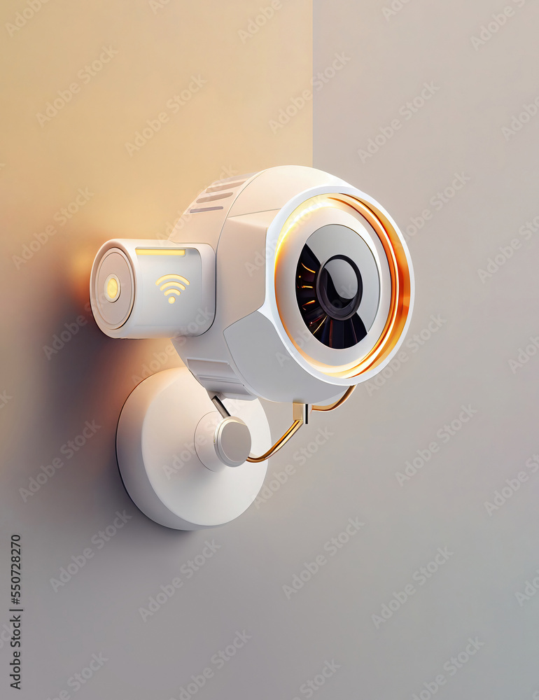 generic surveillance smart camera design in white glossy material with ...