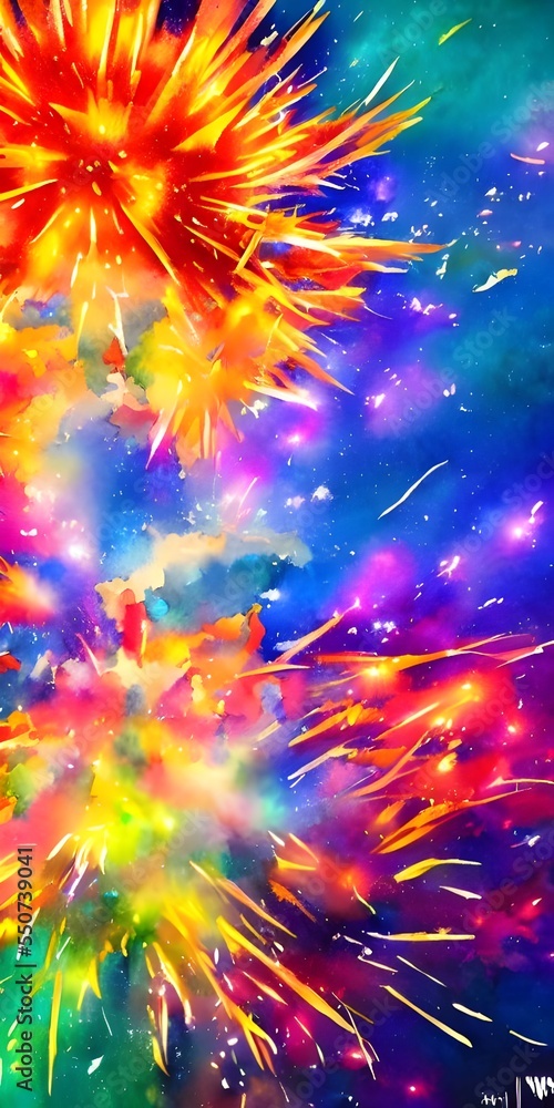 The sky is ablaze with color as fireworks explode overhead. The throngs ...