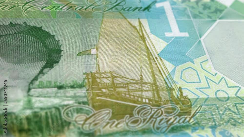 Qatar Qatari Riyal 1 Banknotes, One Qatari Riyal, Close-up and macro ...