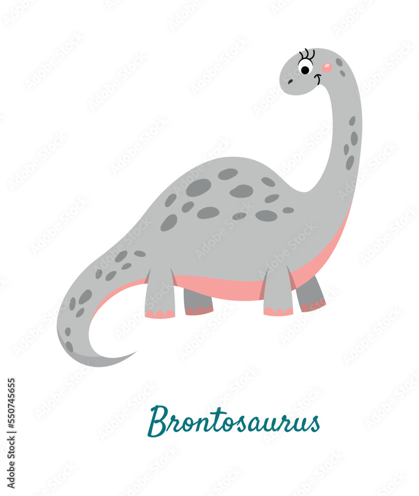 Cute brotosaurus icon. Large gray animal BC. Predator and wild life ...