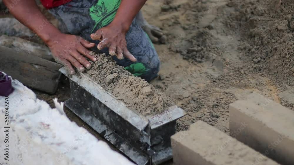 video of the process of making building materials made from a mixture ...