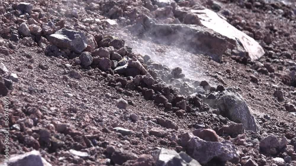 In active volcano crater (volcanic vent) - lava with fragmentary ...