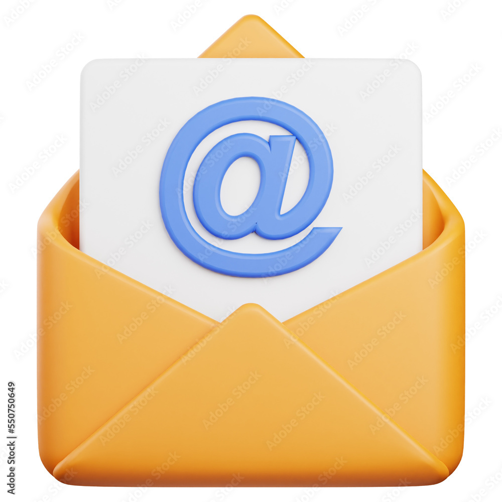 3D Render Email Icon, illustration isolated on white background ...