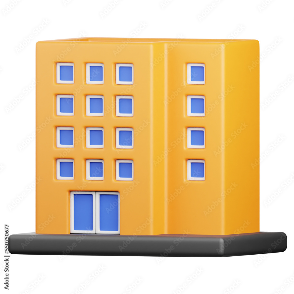 3D Render Building Icon, illustration isolated on white background ...