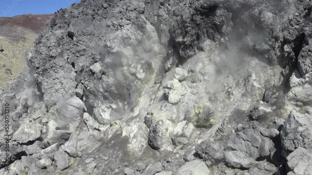 In active volcano crater (volcanic vent) - lava with fragmentary ...