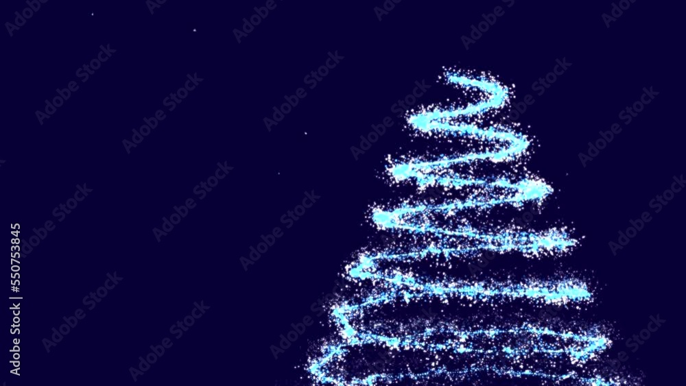 Animation of Christmas tree forming with glittering particles of light ...