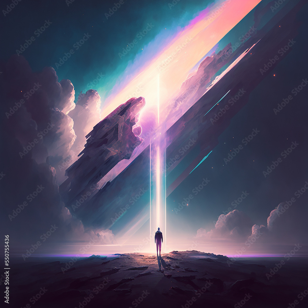 Ai generated beam of light highlighting a strong character figure Stock ...