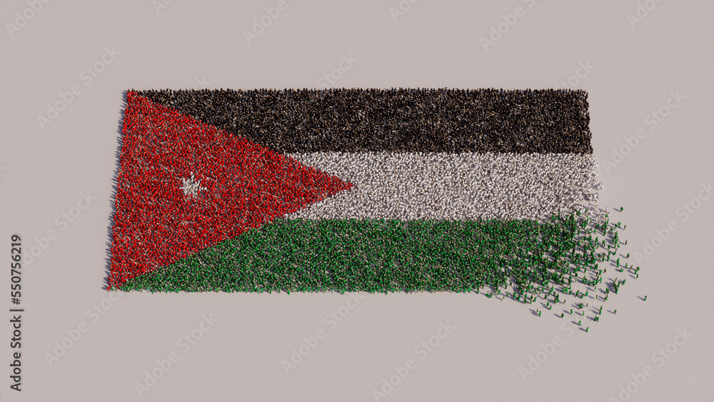 Jordanian Banner Background, with People congregating to form the Flag ...