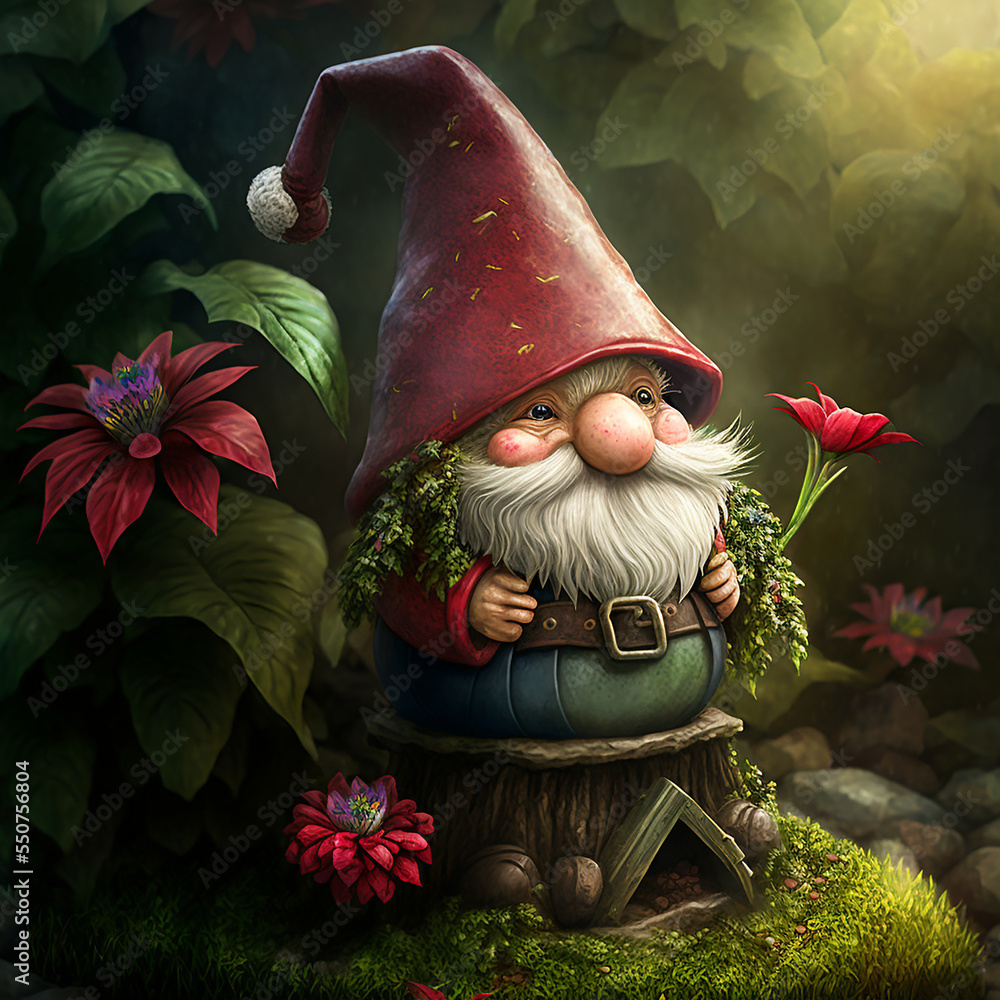 Ai generated garden gnome creature ilustración de Stock | Adobe Stock