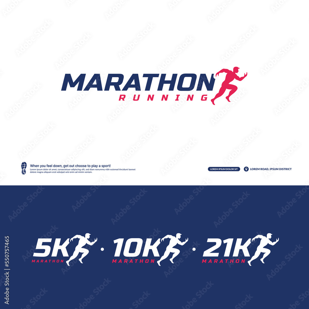 Run wordmark logo with shoe print symbol inside, Nagative sapce Running ...