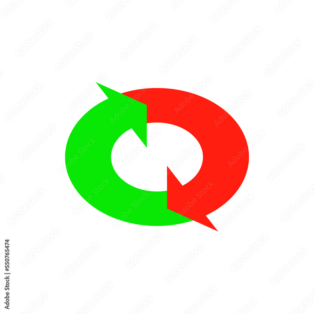 Exchange flat symbol, cyclic rotation icon, colored double arrow ...
