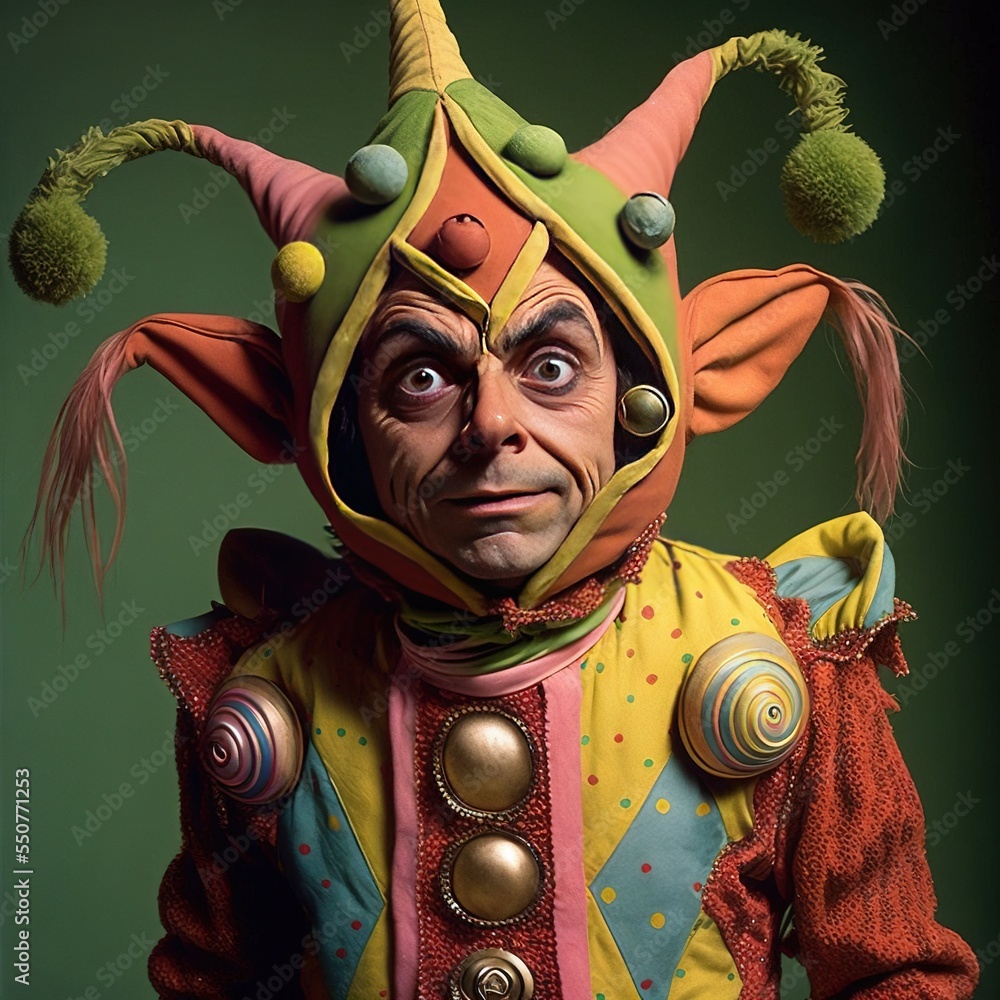 Harlequin character illustration generated with Artificial Intelligence ...